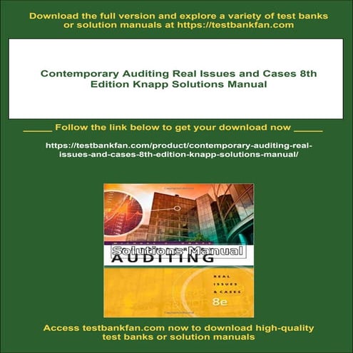 Contemporary Auditing Real Issues and Cases 8th Edition Knapp Solutions ...