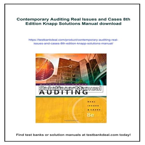 Contemporary Auditing Real Issues and Cases 8th Edition Knapp Solutions ...