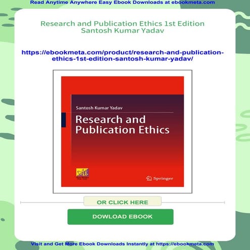 Research and Publication Ethics 1st Edition Santosh Kumar Yadav | PDF