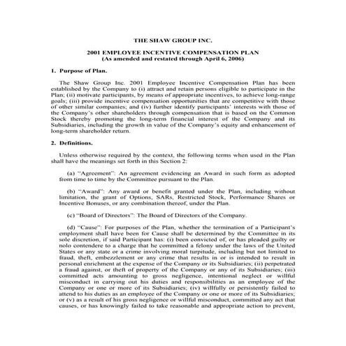 shaw group employee_compensation | PDF