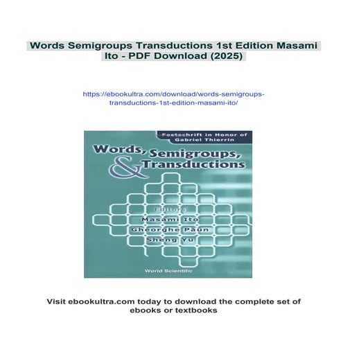 Words Semigroups Transductions 1st Edition Masami Ito | PDF