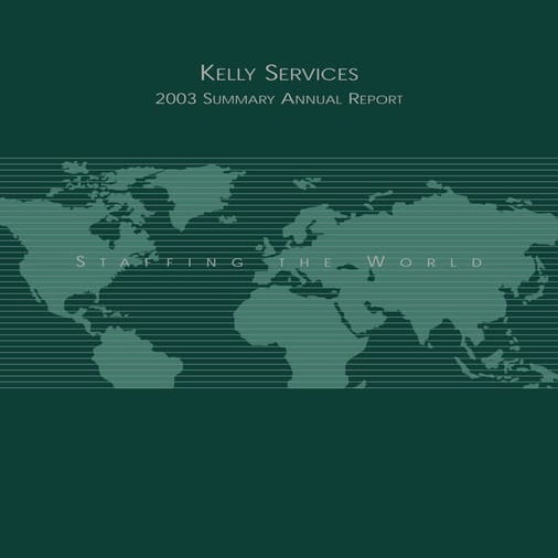 kelly services annual reports 2003 | PDF