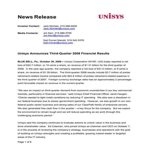 unisys 10238828 | PDF