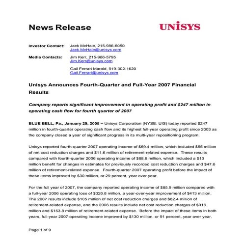 unisys 10238828 | PDF