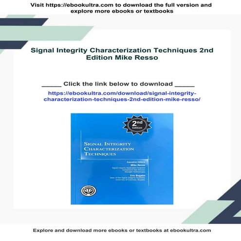 Signal Integrity Characterization Techniques 2nd Edition Mike Resso | PDF