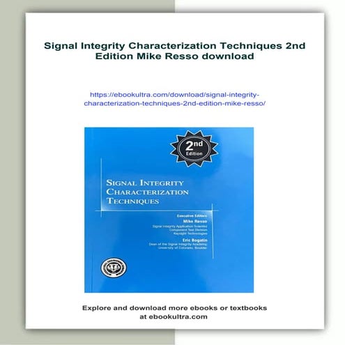 Signal Integrity Characterization Techniques 2nd Edition Mike Resso | PDF