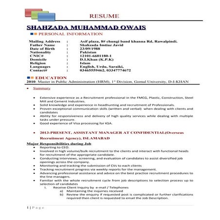 Shahzada Muhammad Owais | PDF