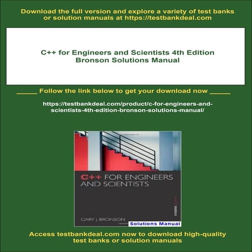 C++ for Engineers and Scientists 4th Edition Bronson Solutions Manual | PDF