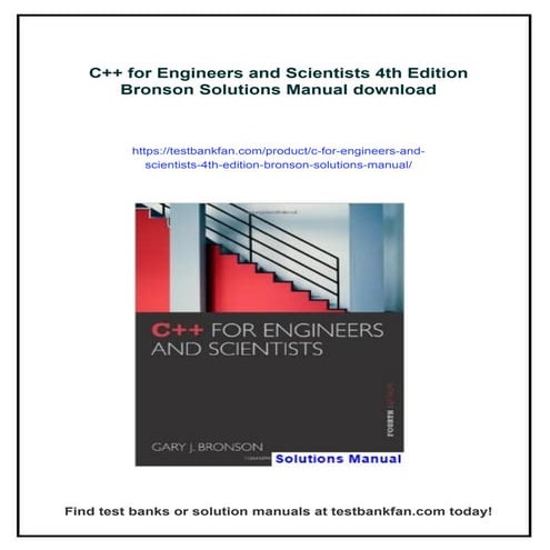 C++ for Engineers and Scientists 4th Edition Bronson Solutions Manual | PDF