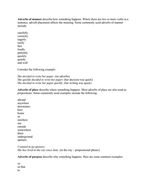 Types of Adverbs | PPTX