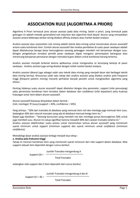 7. algoritma a priori ( Data Mining) | PDF