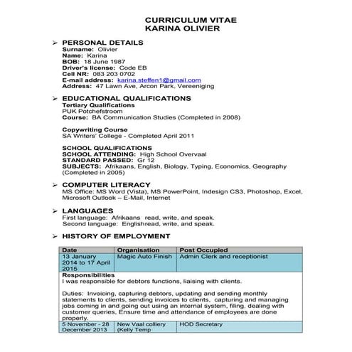 CVKarina 20 July 2015 | PDF