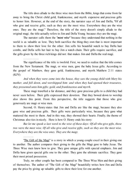A plot analysis of the gift of the magi | PDF