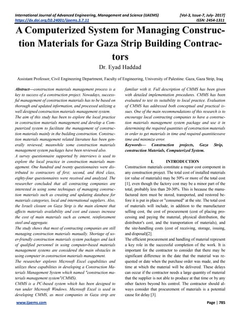 A REVIEW ON FACTORS AFFECTING MATERIAL MANAGEMENT ON CONSTRUCTION ...