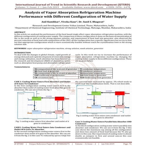 Analysis of Vapor Absorption Refrigeration Machine Performance with Different Configuration of ...