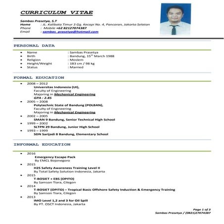 Sambas Prasetya CV | PDF