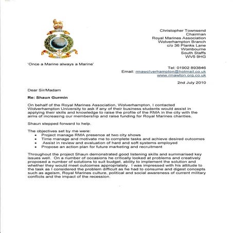 Royal Marines Project Recommendation Page 1 1 year | PDF | Business ...