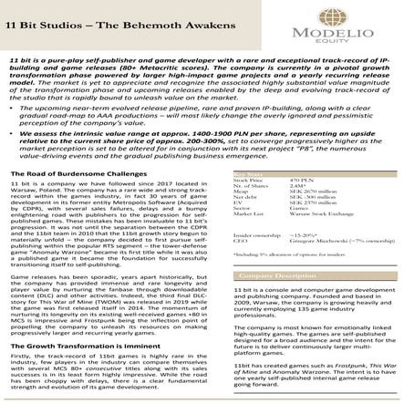 11 Bit Studios Analysis | PDF