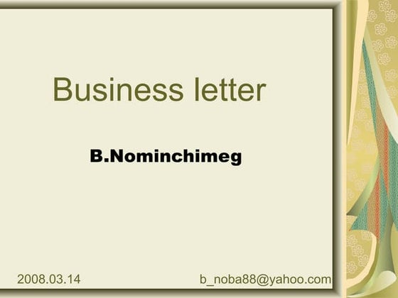 Parts of a Business Letter | PPT