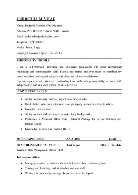 Athi malindi CV | PDF | Education