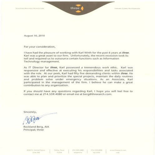 Karl Wirth Ref Letter | PDF