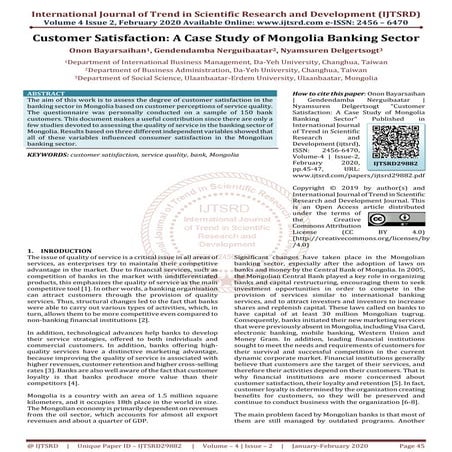 Customer Satisfaction A Case Study of Mongolia Banking Sector | PDF ...