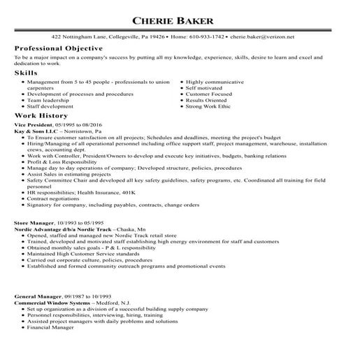 Cherie Baker Resume 1 | PDF