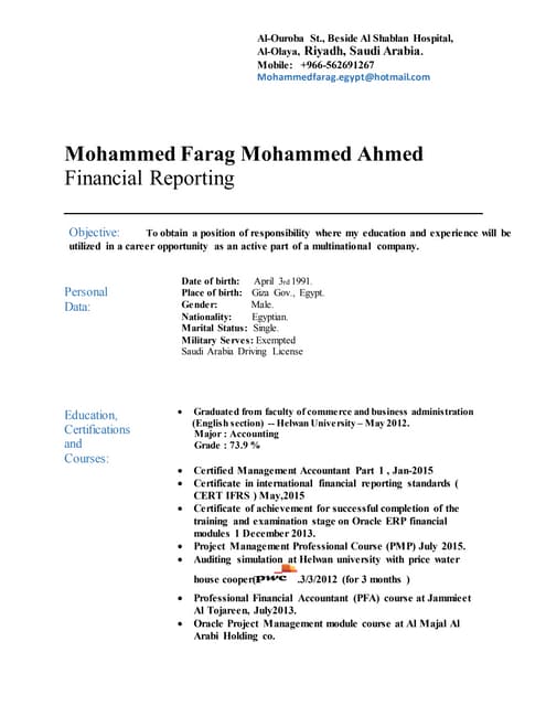 KHOLOUD MOHAMED CV pic | PDF