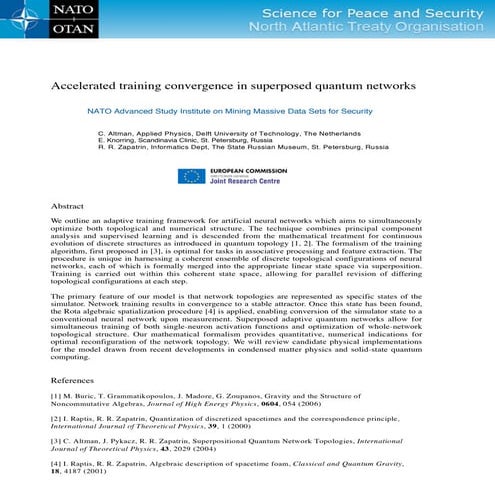 Accelerated training convergence in superposed quantum networks | PDF