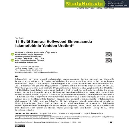 11 Eyl L Sonras Hollywood Sinemas Nda Slamofobinin Yeniden Retimi | PDF