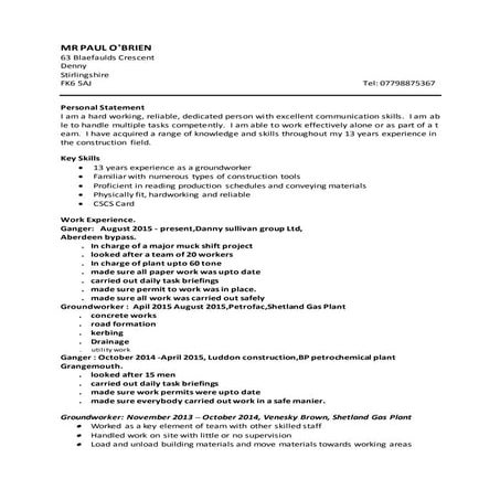 Paul OBrien CV | PDF