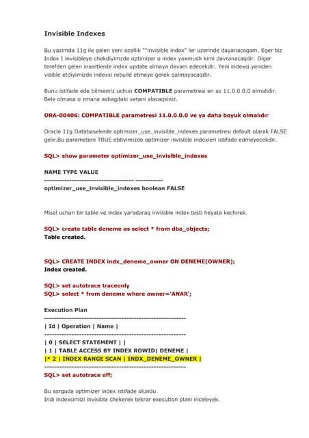 Oracle 11g Invisible Indexes | PDF Oracle 11g Invisible Indexes | PDF