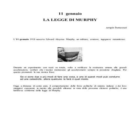 11 gennaio: Legge di Murphy | DOCX