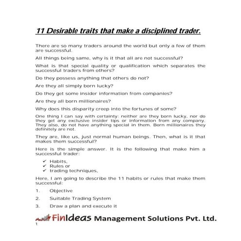 11 habits of disciplined trader | PDF