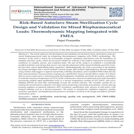 Risk-Based Autoclave Steam Sterilization Cycle Design and Validation ...