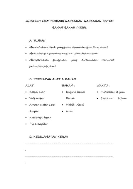 Job Sheet Pembongkaran, pemeriksaan dan perakitan starter | DOCX