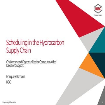 KBC scheduling hydrocarbon supply chain | PDF