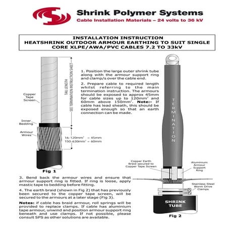 11kV 33kV Heat Shrink Terminations - Outdoor Armour Earthing Kits XLPE ...