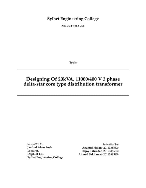 A Design Calculation For Single Phase Step Down Transformer Pdf