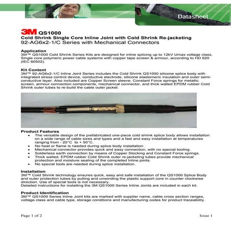 3M Cold Shrink Cable Joints Inline - 3M LC4 Low Voltage LV Cable Joint ...