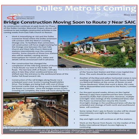 Update on Dulles Metro Construction - Tysons Corner | PDF