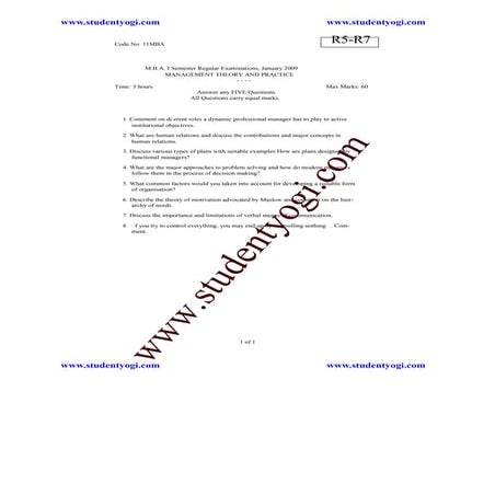 11 Mba Management Theory And Practice Set1 | PDF