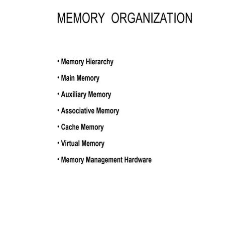 Comprehensive Overview of Memory Organization and Hierarchy in ...