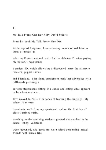 Me Talk Pretty One Day by David Sedaris | PDF
