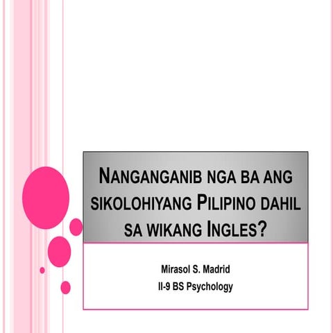 Nanganganib nga Ba ang Sikolohiyang Pilipino dahil sa Wikang Ingles? | PPTX