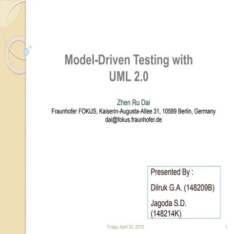 Model Driven Testing With Uml 20 Ppt 5488