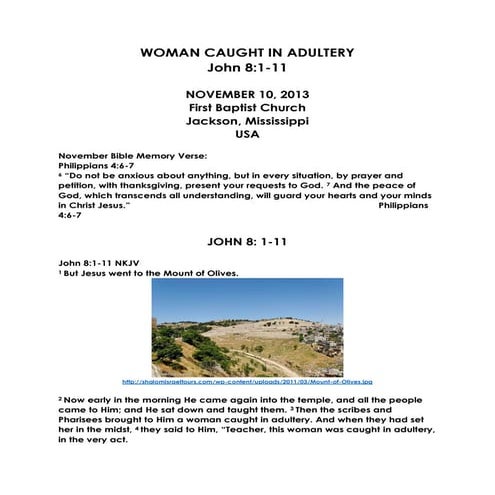 11 November 10, 2013, John 8;1-11 Woman Caught In Adultery | PDF
