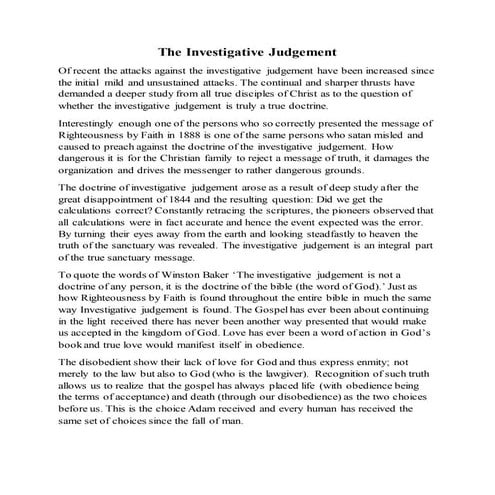 The Investigative Judgement | DOCX