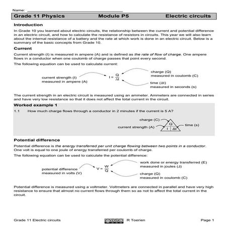 Grade 10 electric circuits | PDF
