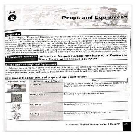 11 Physical activity trainer chapter 2 props and equipment | PDF